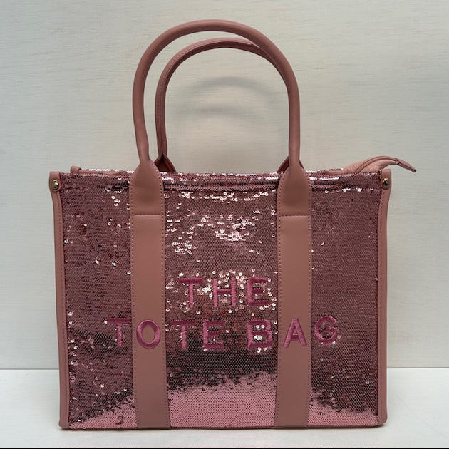 Glitter tote bag groot roze – goedkopeschoenen.com